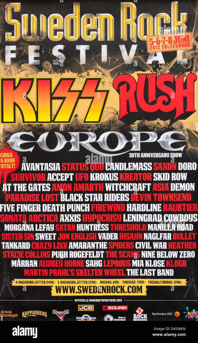 Summer rock concert ad in Stockholm Sweden Stock Photo - Alamy