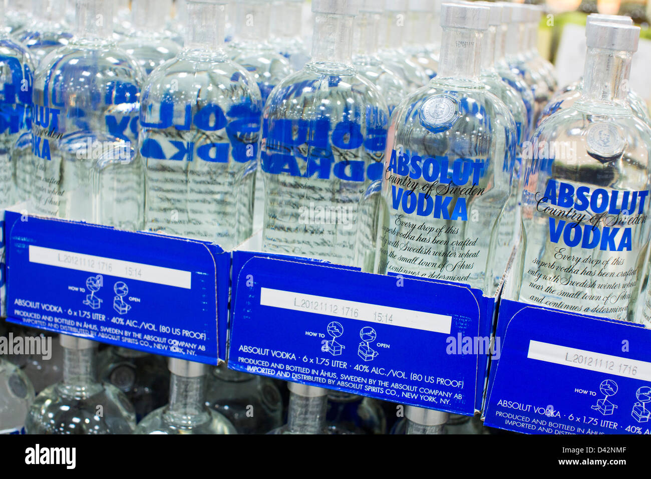 Absolut vodka on display at a Costco Wholesale Warehouse Club Stock ...