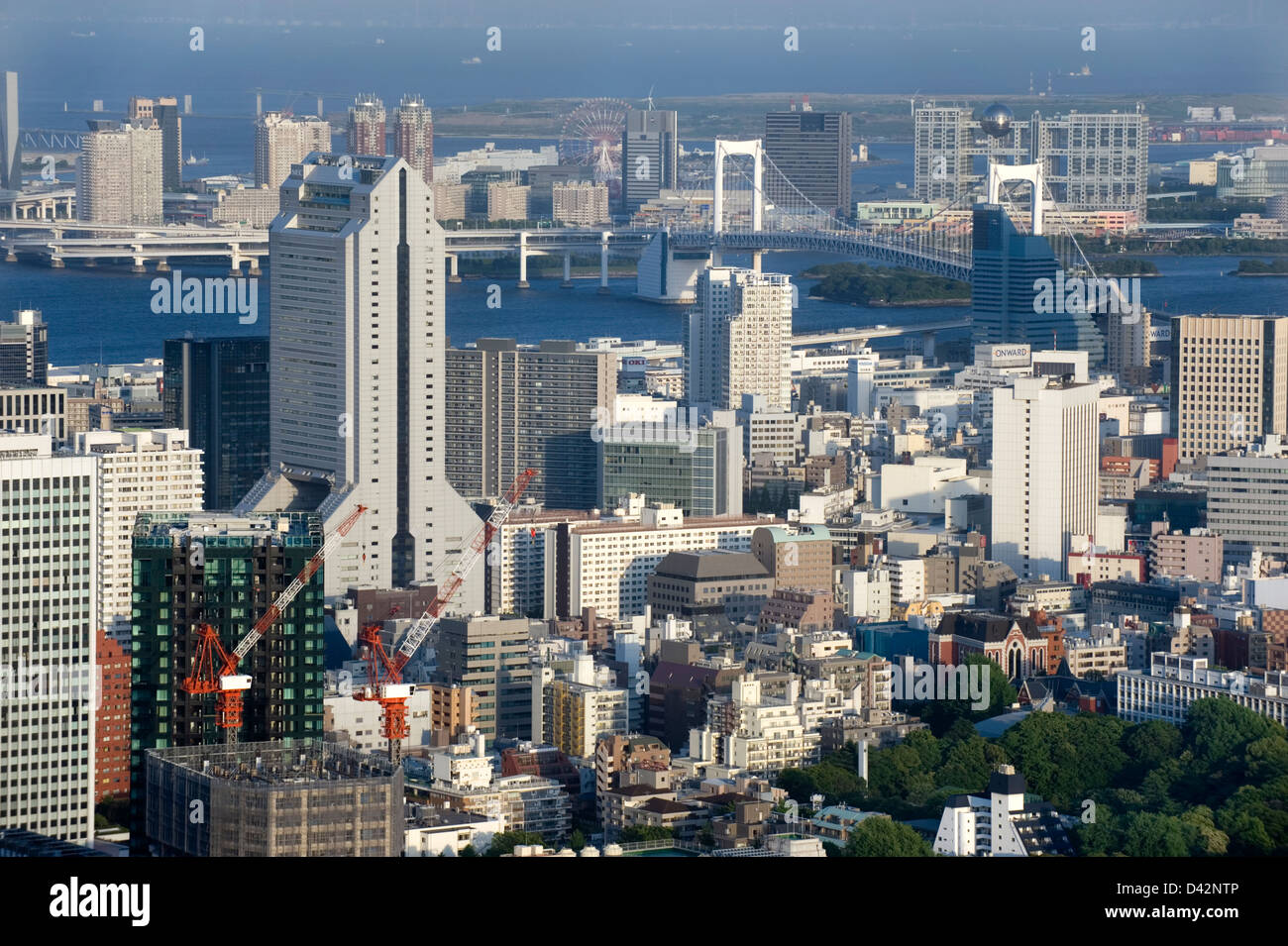 Daytime aerial view of metropolitan downtown Tokyo city skyline with ...