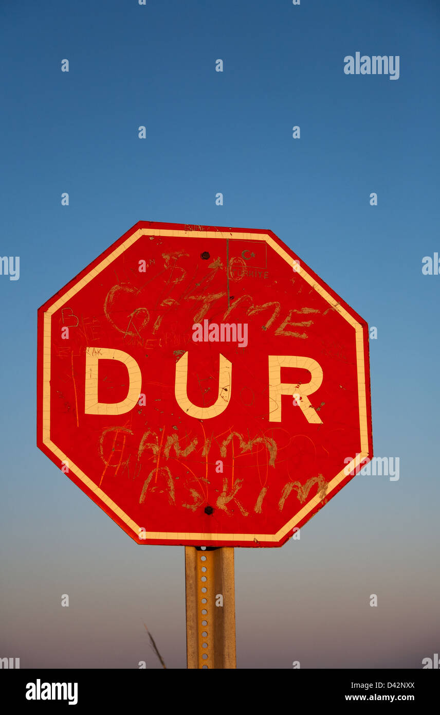 Dipkarpaz, Turk Republic of Northern Cyprus, a stop sign in turkish ...