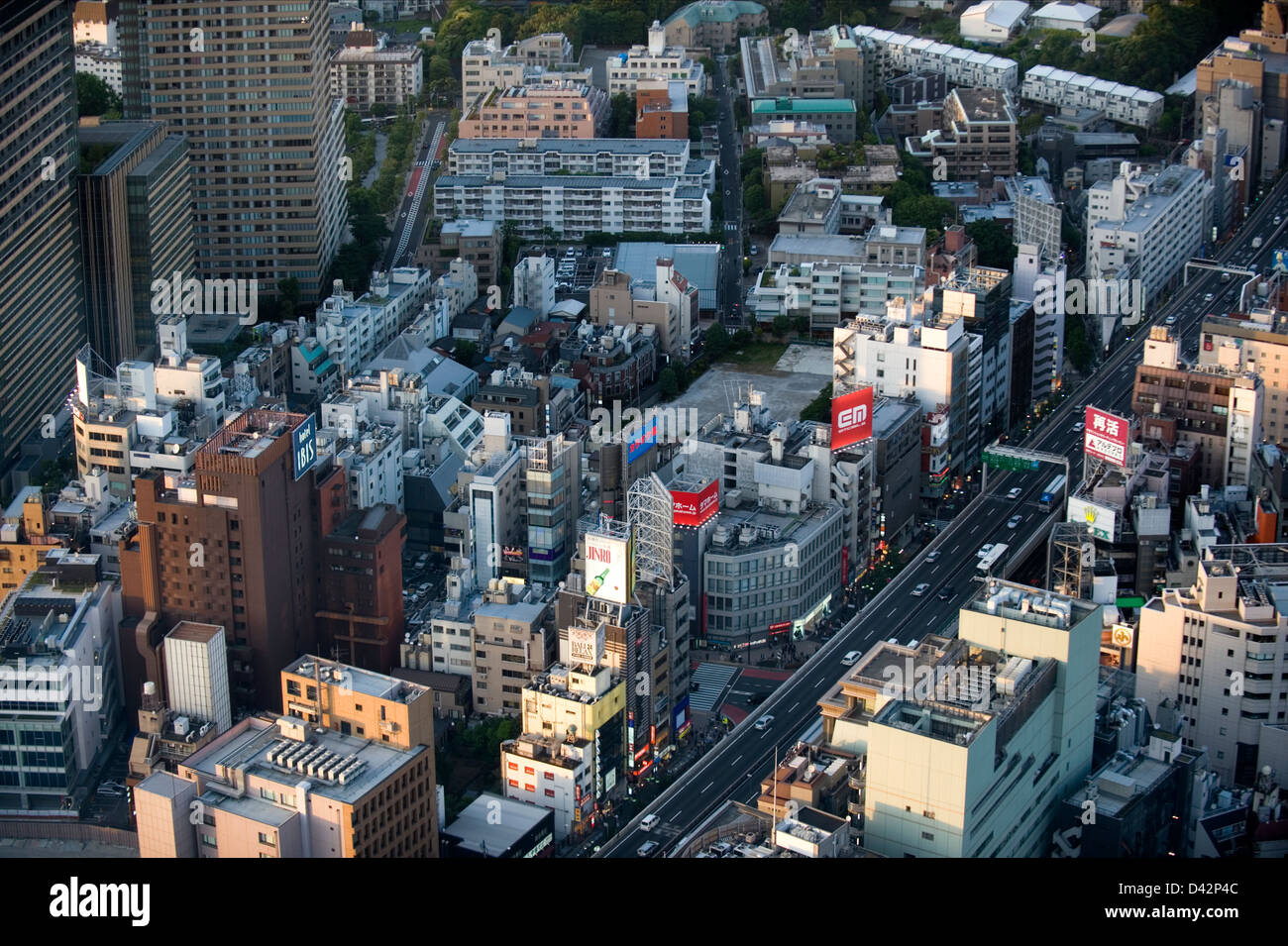 Daytime aerial view of metropolitan downtown Tokyo city skyline with ...