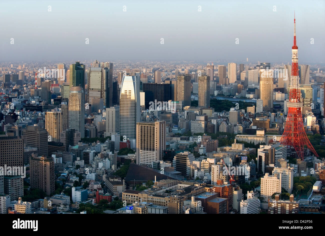 Daytime aerial view of metropolitan downtown Tokyo city skyline with ...