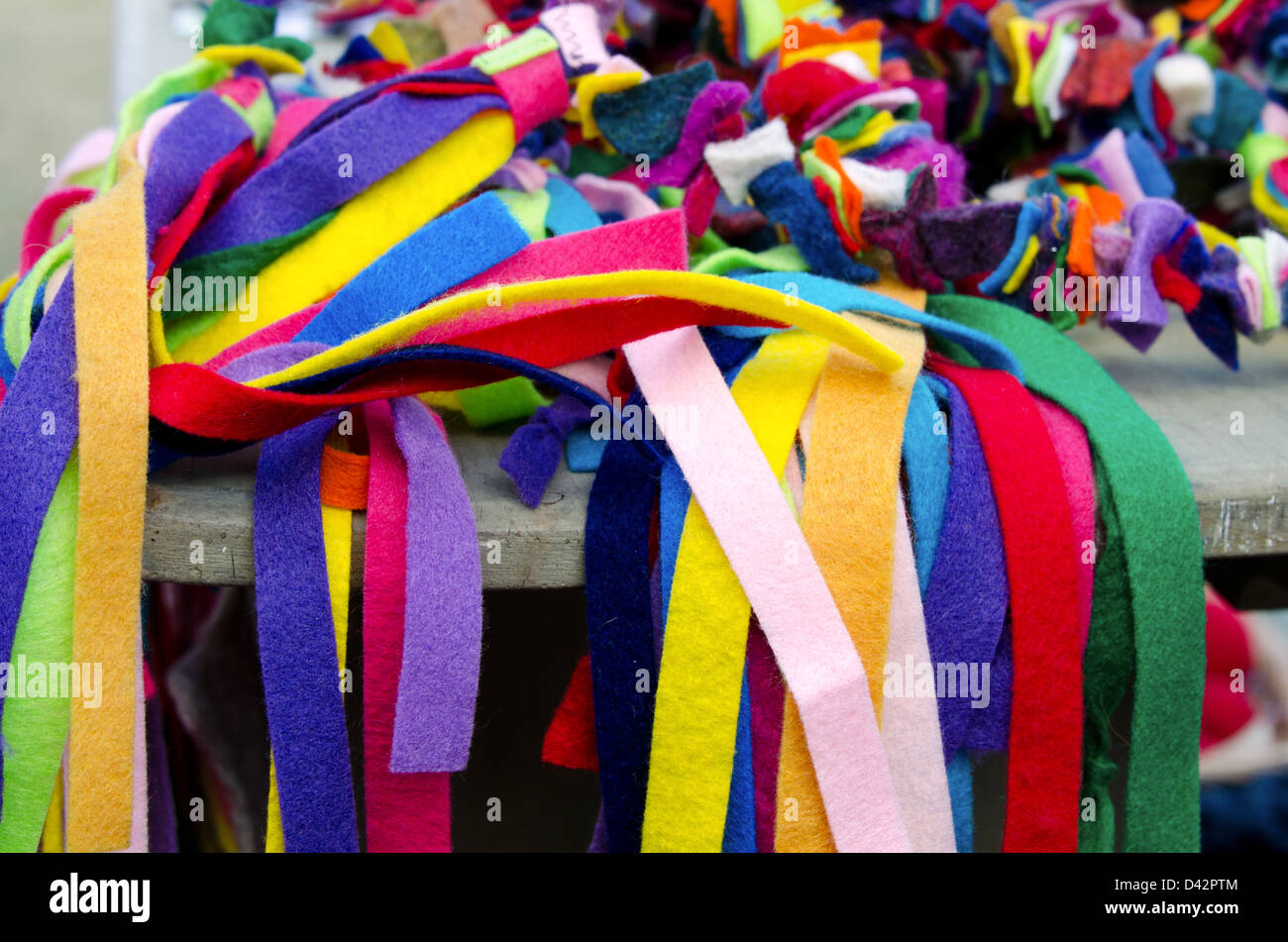 Rainbow-colored strips of felt ready for crafting Stock Photo - Alamy