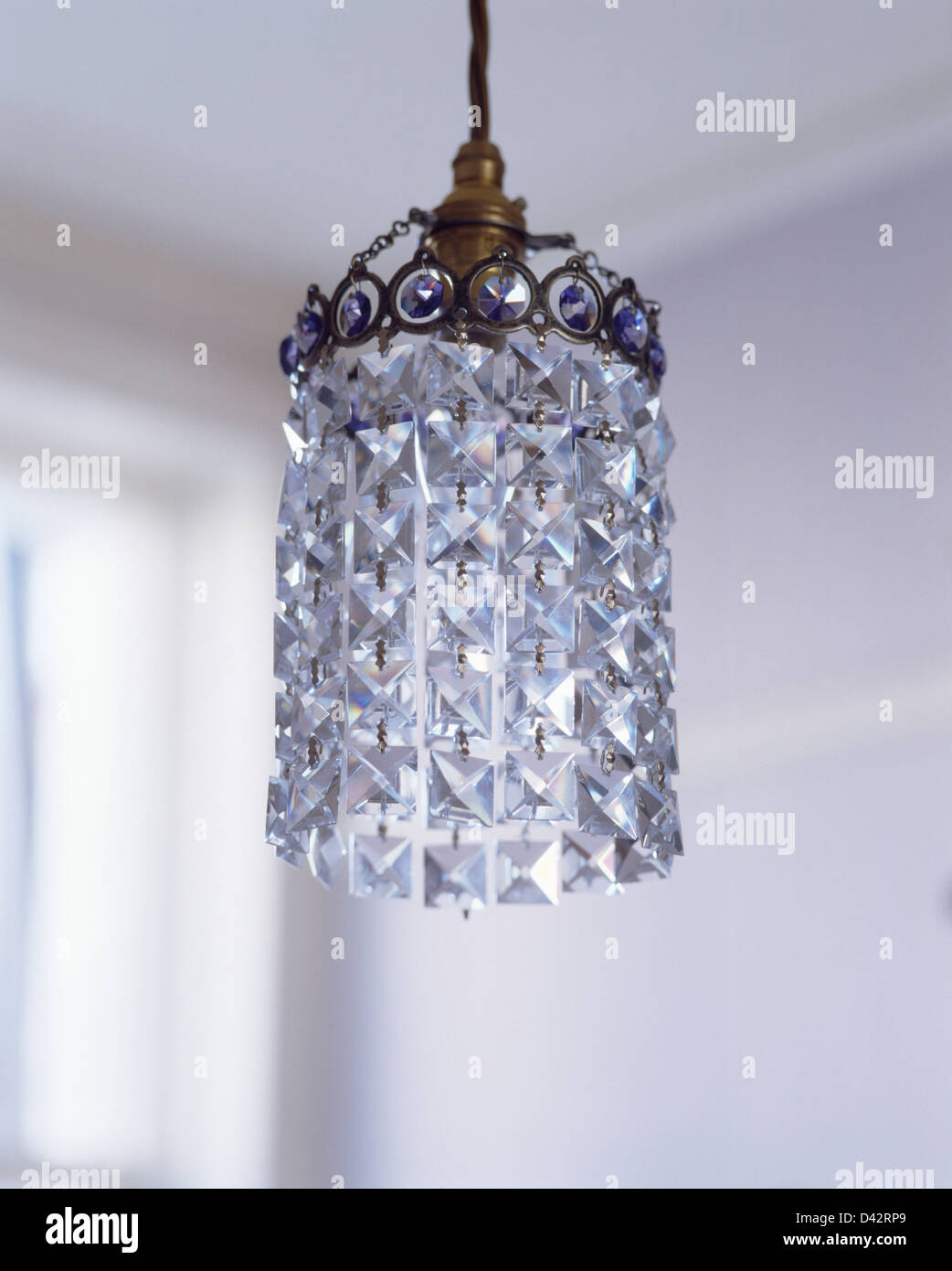 Close-up of traditional faceted glass light fitting Stock Photo - Alamy