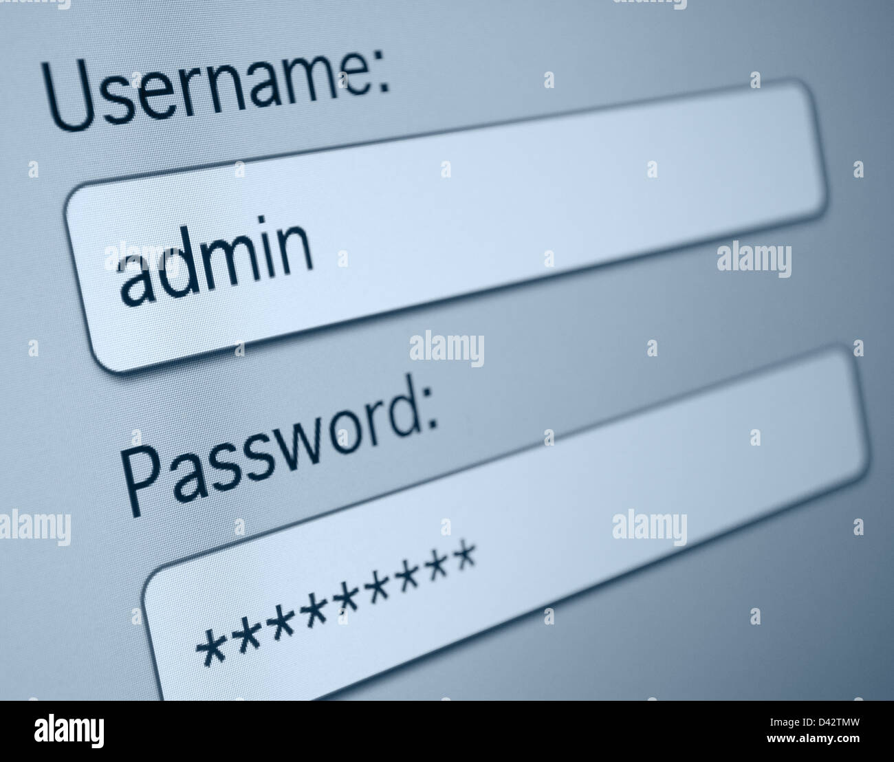 Login Box - Username and Password in Internet Browser on Computer ...