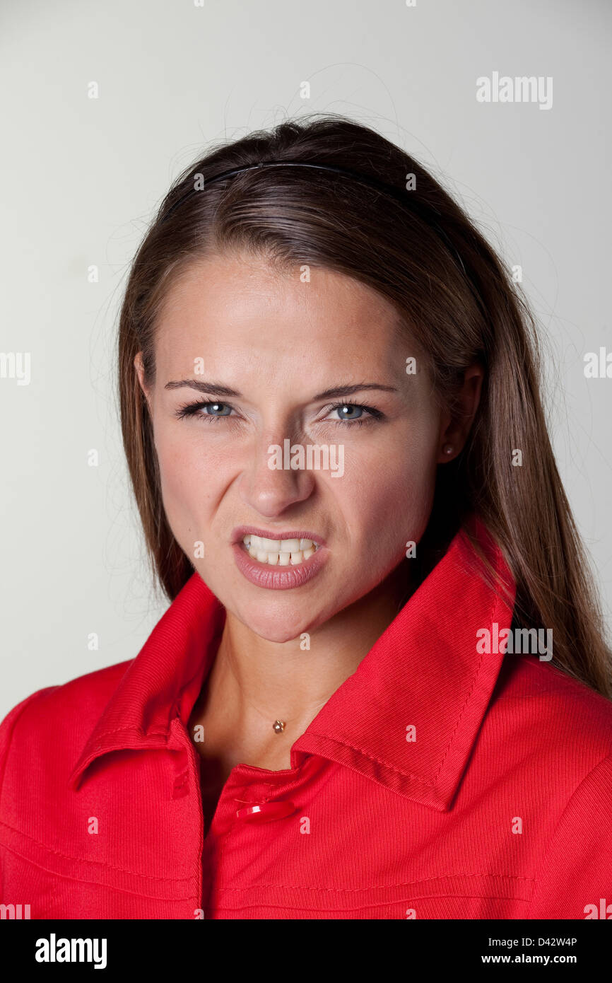 Freiburg, Germany, a young woman looks angry Stock Photo - Alamy