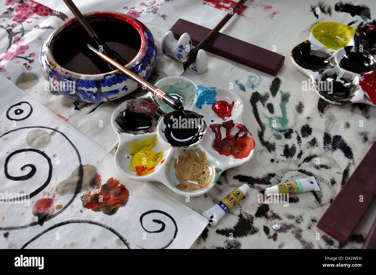 paint and Chinese drawing Stock Photo - Alamy