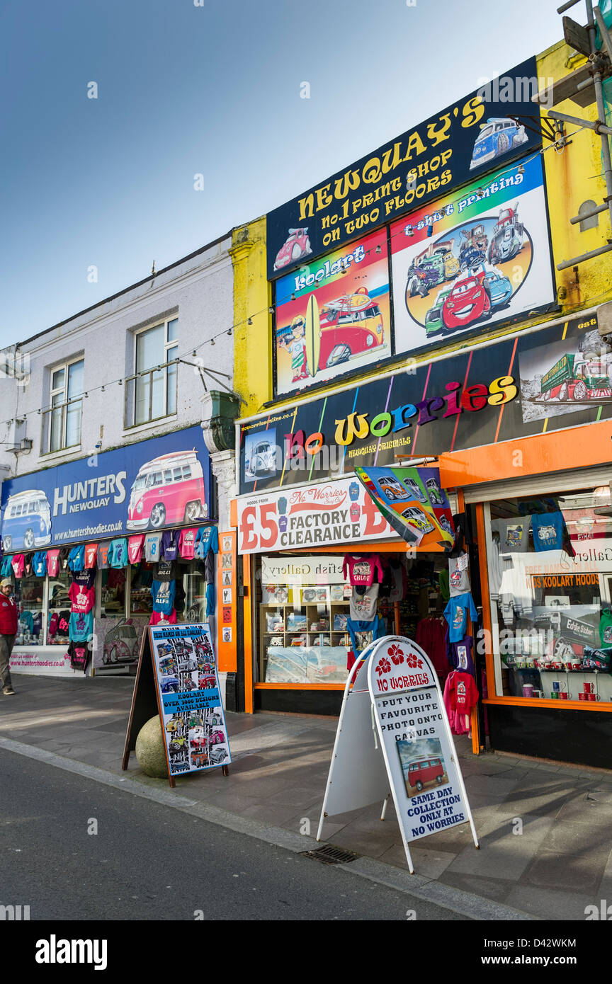 Shops in Newquay in Cornwall Stock Photo - Alamy