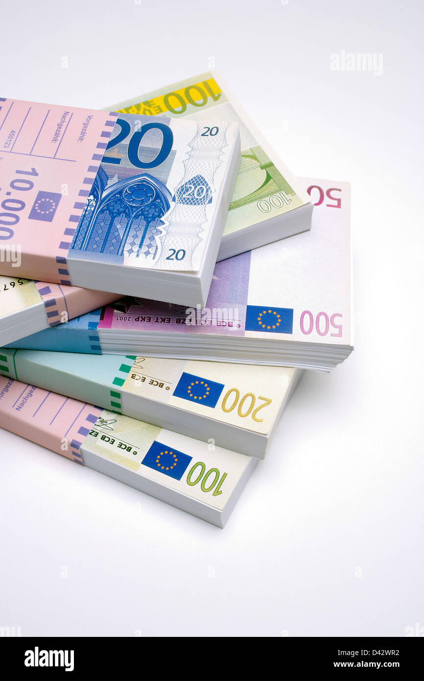 Freiburg, Germany, money stack with euro notes Stock Photo - Alamy