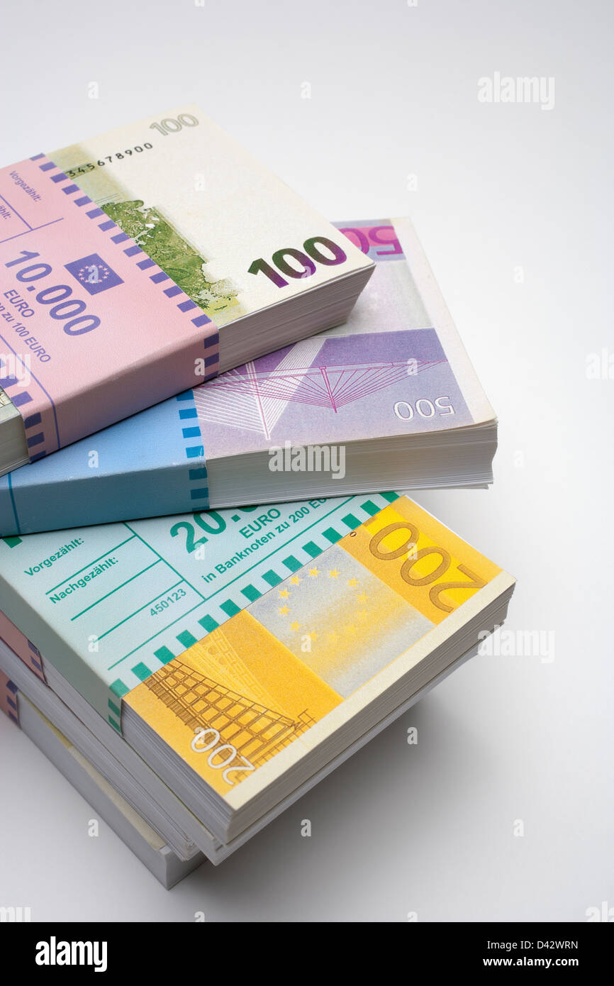 Freiburg, Germany, money stack with euro notes Stock Photo - Alamy