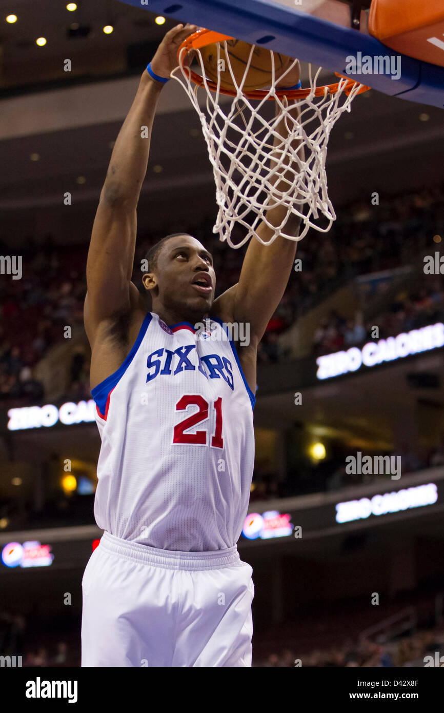 March 2, 2013: Philadelphia 76ers small forward Thaddeus Young (21) dunks the ball during the ...
