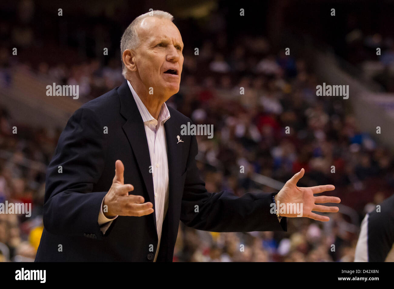 March 2, 2013: Philadelphia 76ers head coach Doug Collins reacts from ...