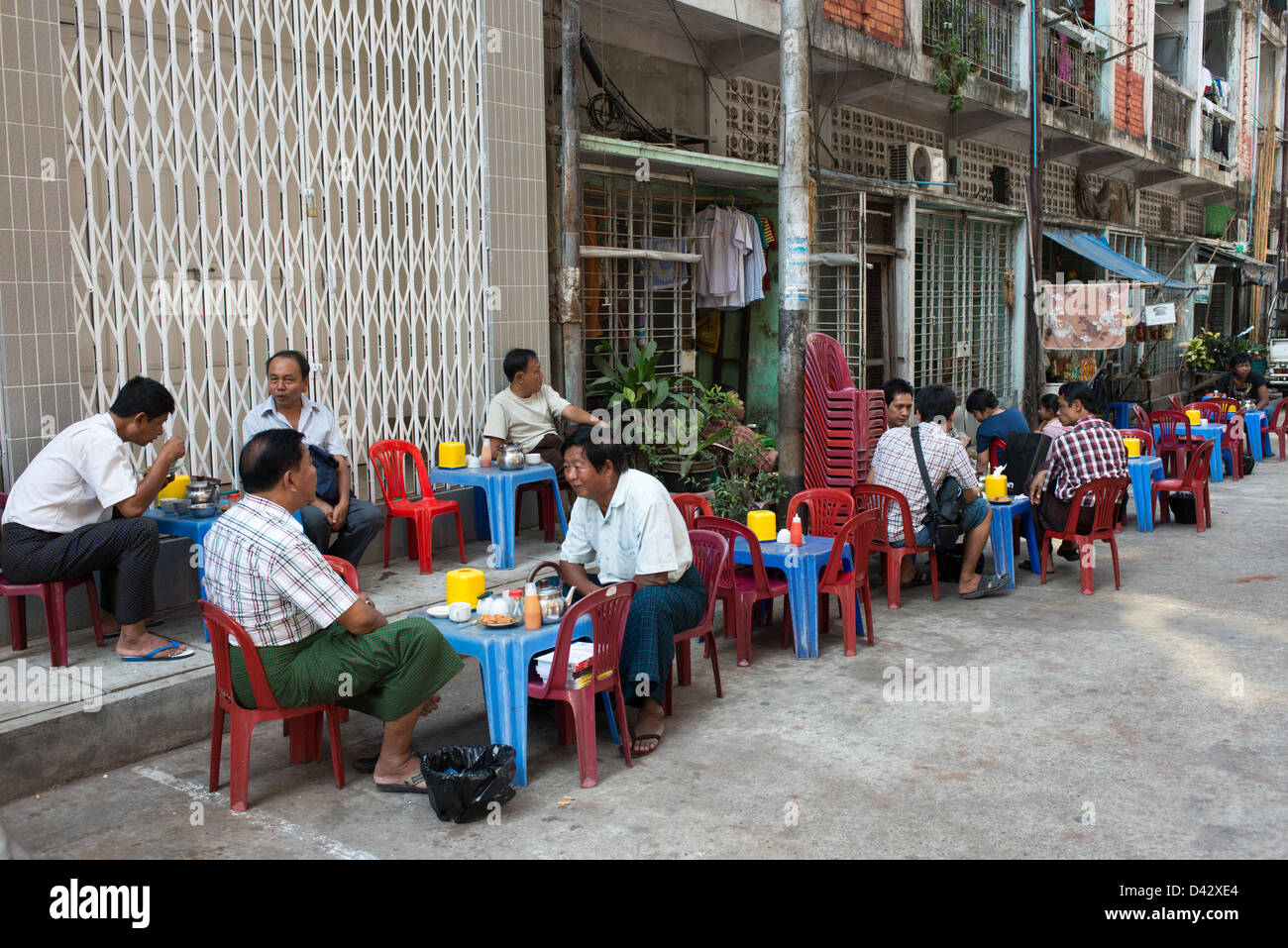 A typical teahouse in Yangon Myanmar Stock Photo - Alamy