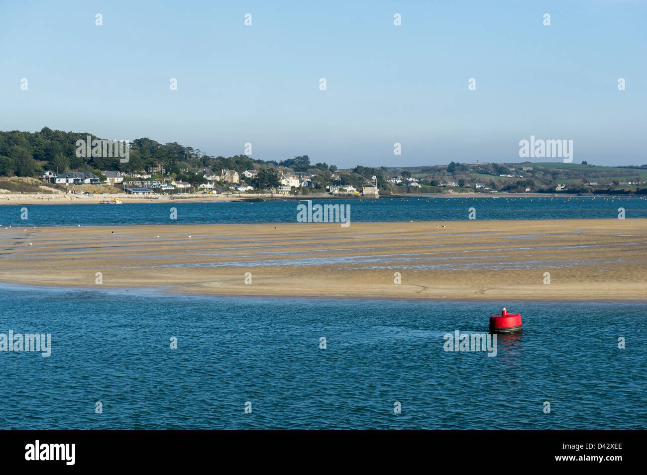 Looking across the River Camel estuary towards the village of Rock in ...