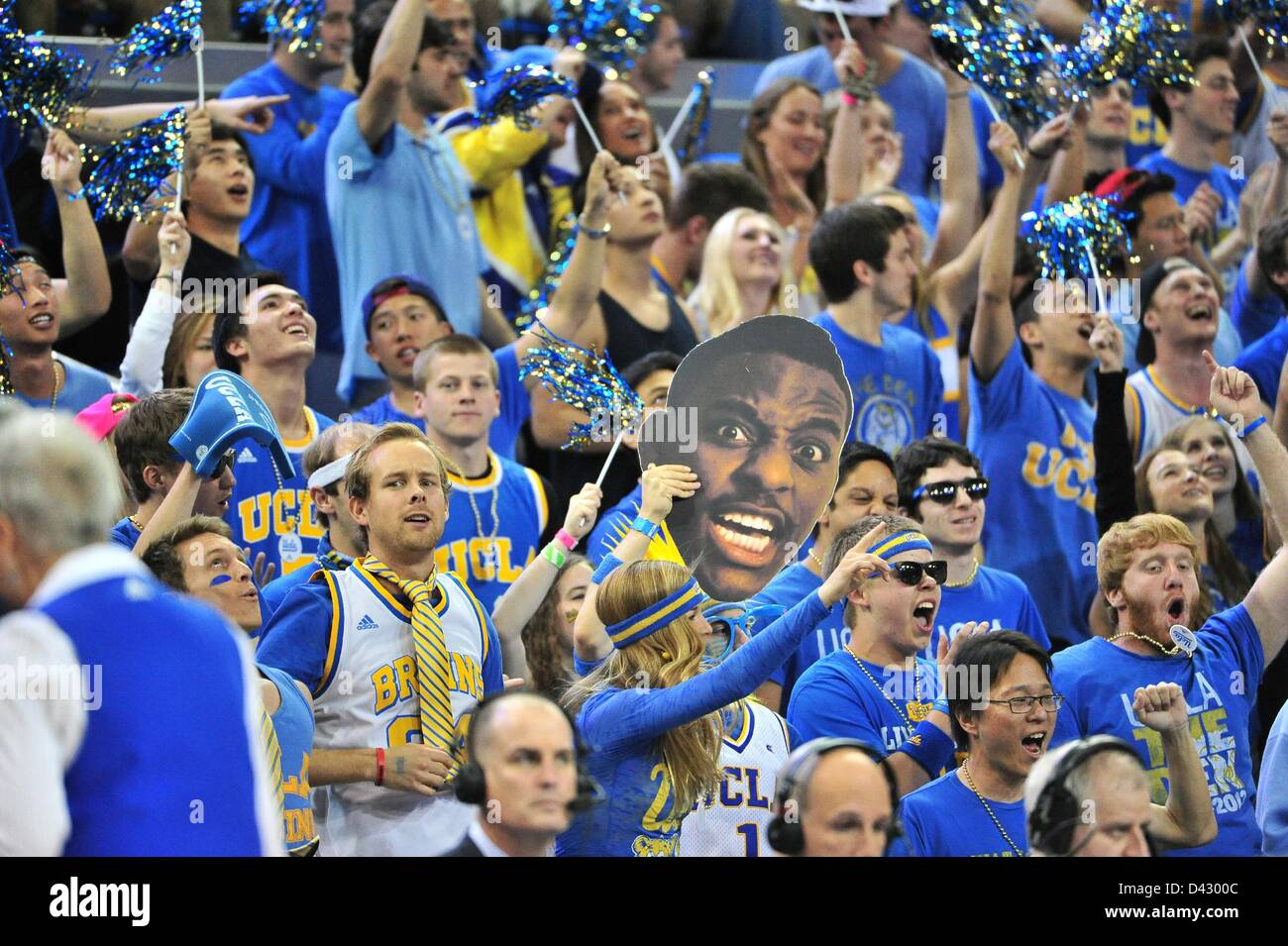 March 2, 2013: Fans of UCLA in action during the NCAA basketball game ...