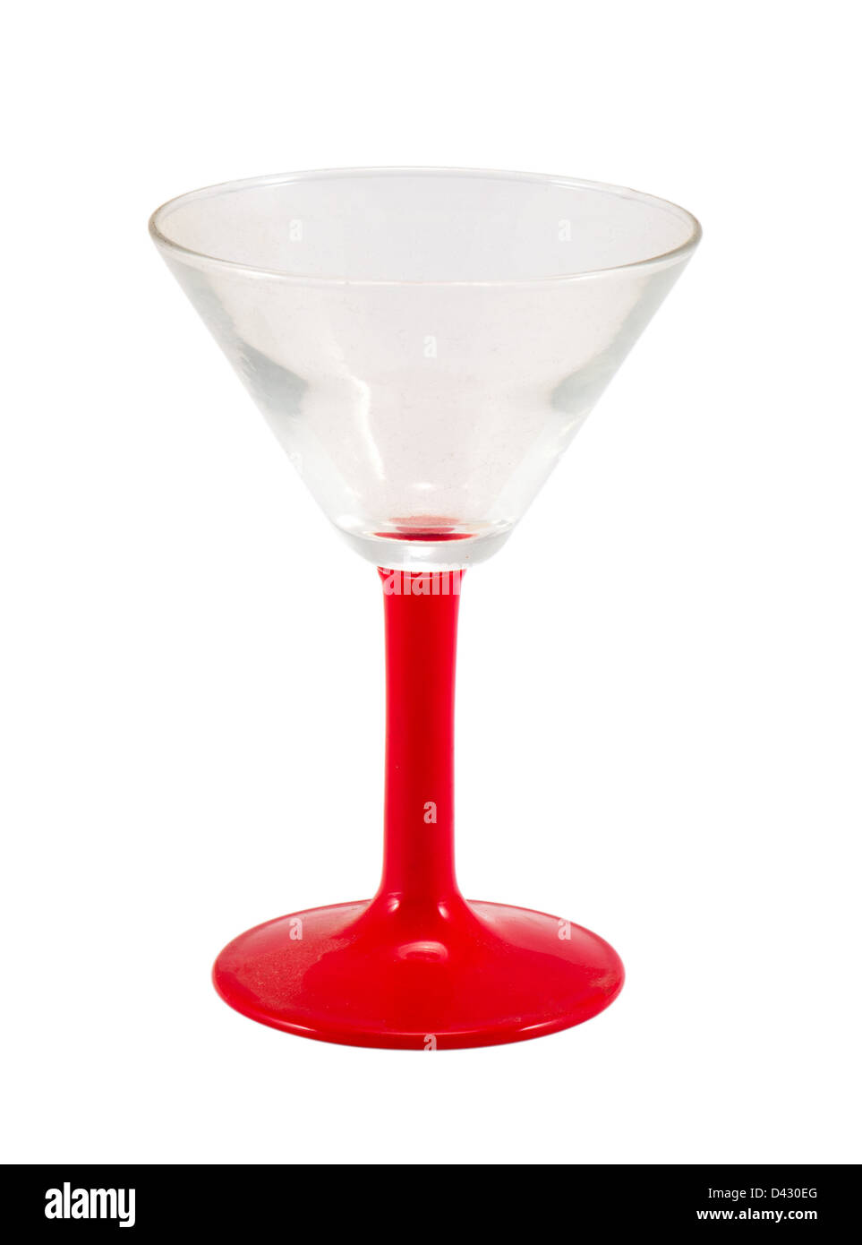 retro elegant empty martini glass tumbler water-glass with red handle ...