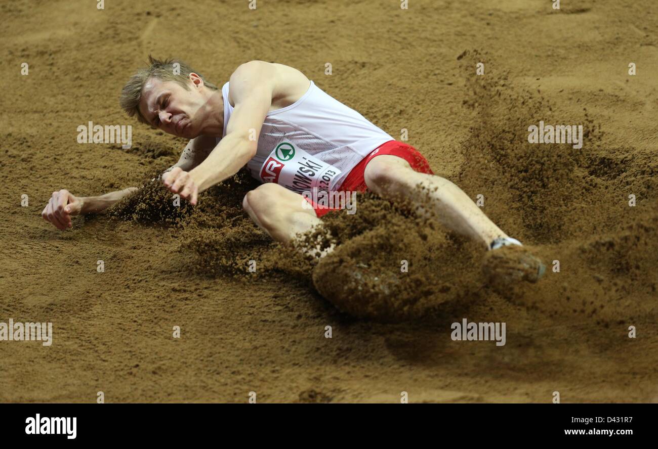 Adrian Strzalkowski of Poland competes in the men's long jump ...