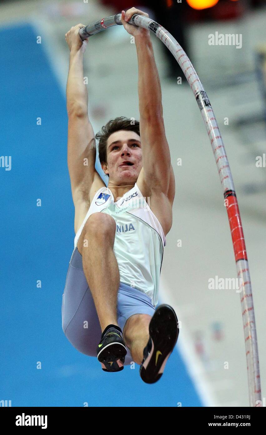 Robert Renner of Slovakia competes in the men's pole vault ...