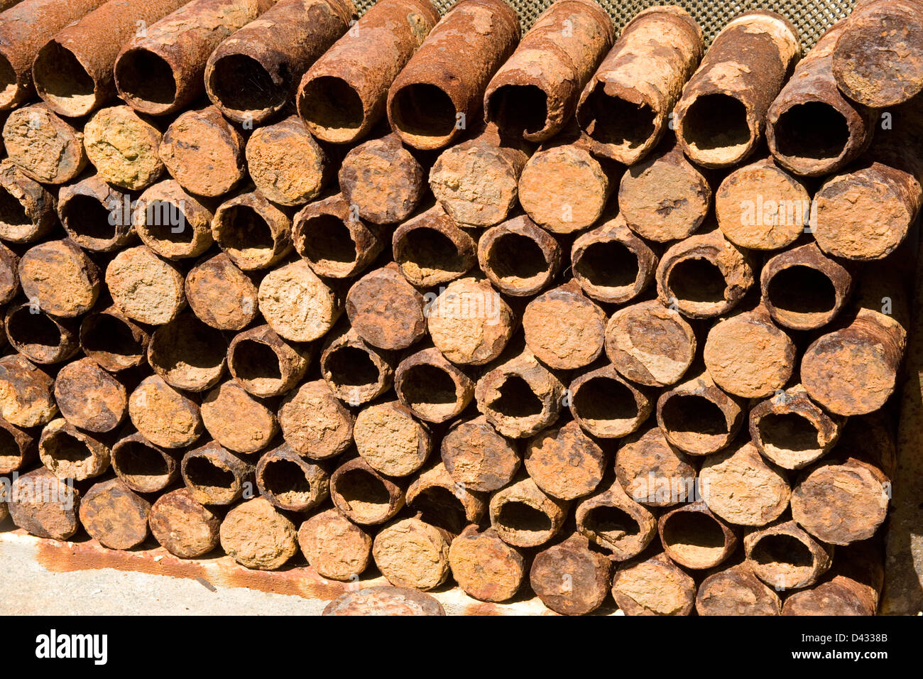 Rusty First World War artillery shells at Hooge Chapel Crater Museum ...