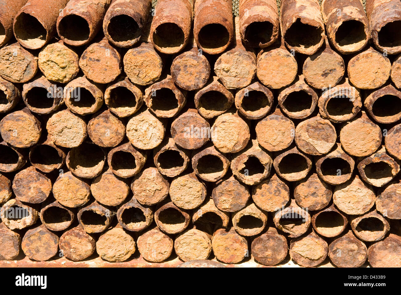 Rusty First World War artillery shells at Hooge Chapel Crater Museum ...