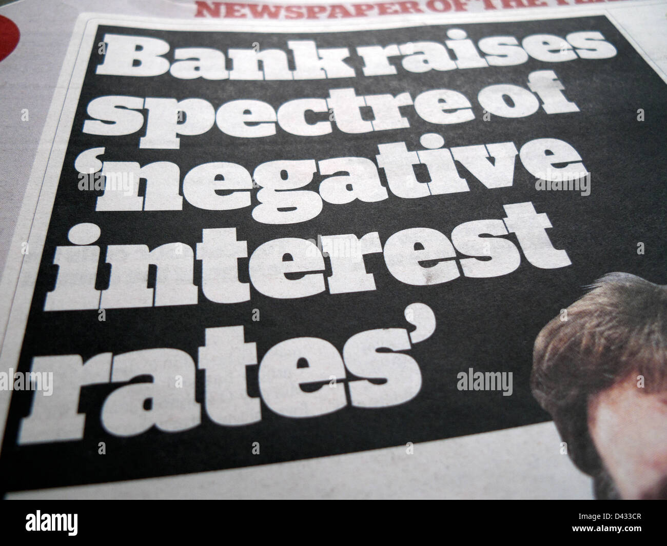 Bank raises spectre of 'negative interest rates' on front page i ...