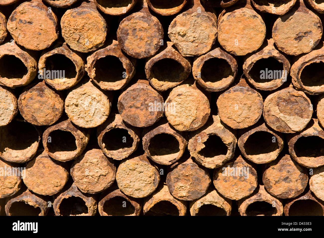 Rusty First World War artillery shells at Hooge Chapel Crater Museum ...