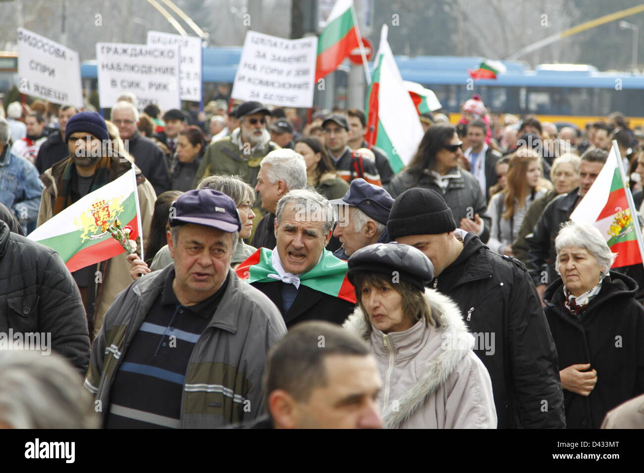 Sofia, Bulgaria; 03/03/2012. Thousands of protesters marching along ...