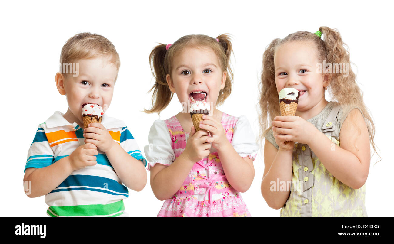 Kids Eating Ice Cream Kids Eating Ice Cream Summer — Stock Photo