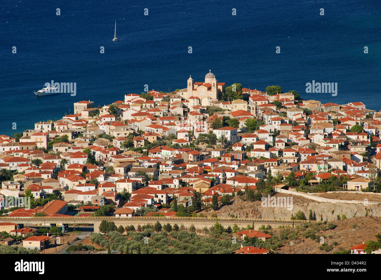 The Greek coastal town of Galaxidi, seen from above Stock Photo - Alamy