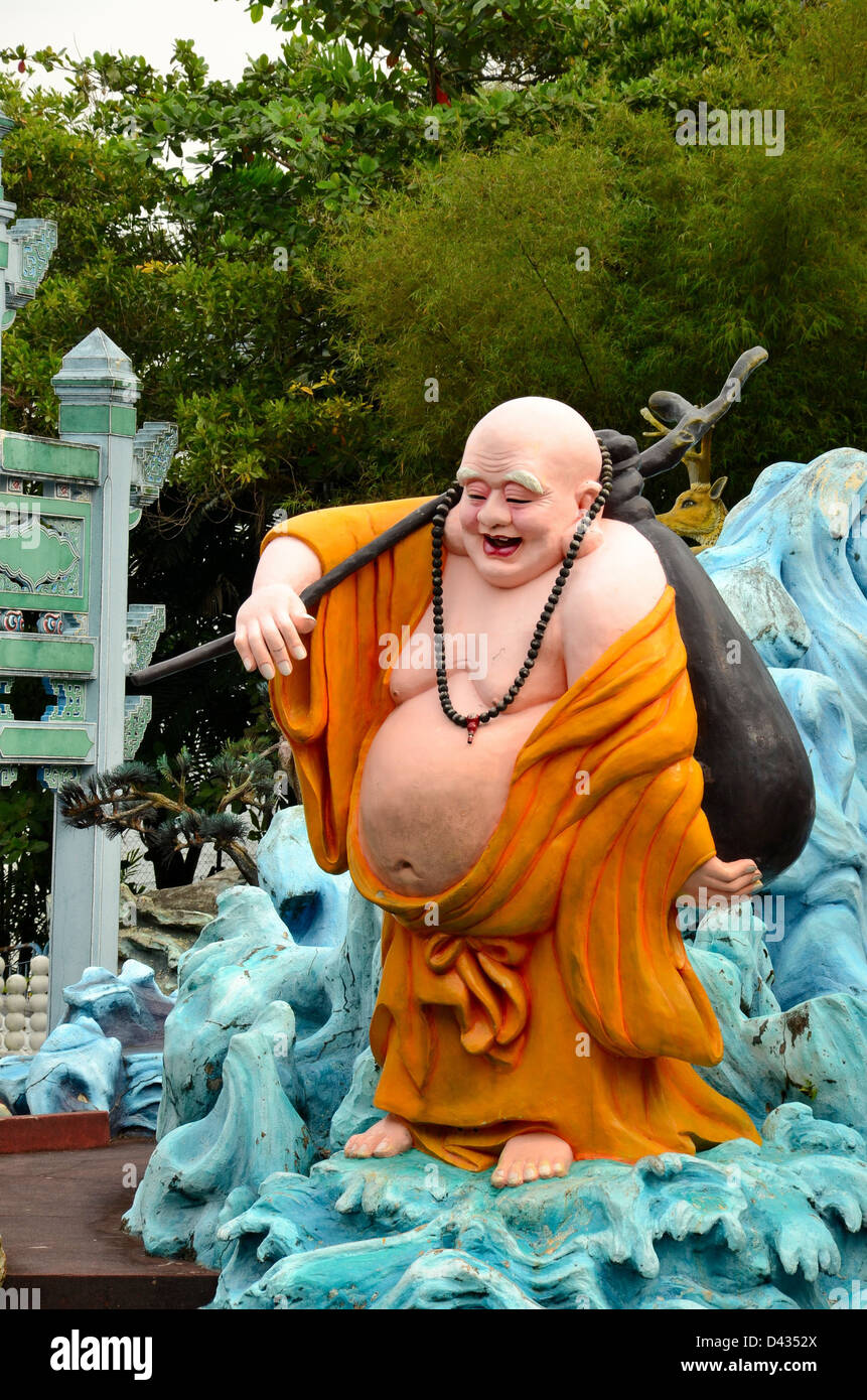 Laughing Buddhist monk on journey Stock Photo - Alamy