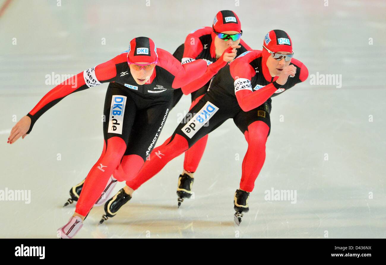 German speed skaters Claudia Pechstein (R-L), Stephanie Beckert and ...