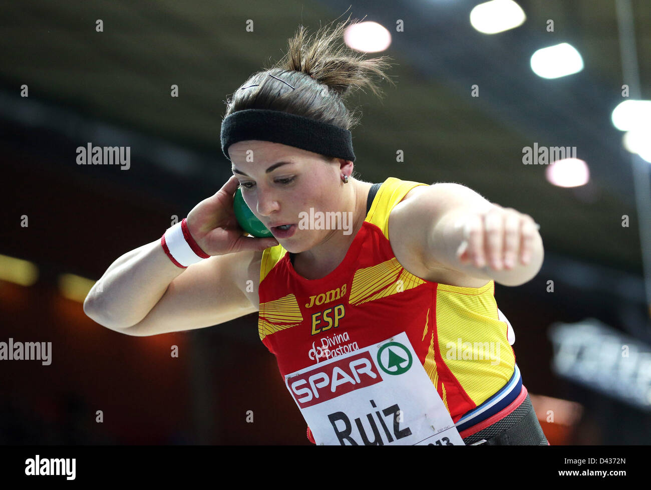 Ursula Ruiz of Spain competes in the women's shot put final event ...