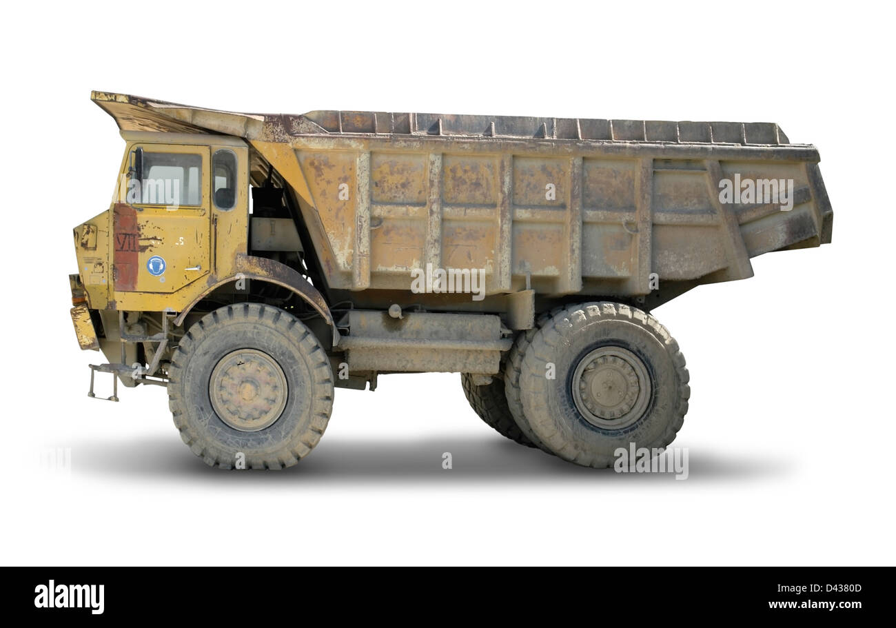 sideway shot of a old skip, isolated on white with shadow and clipping ...