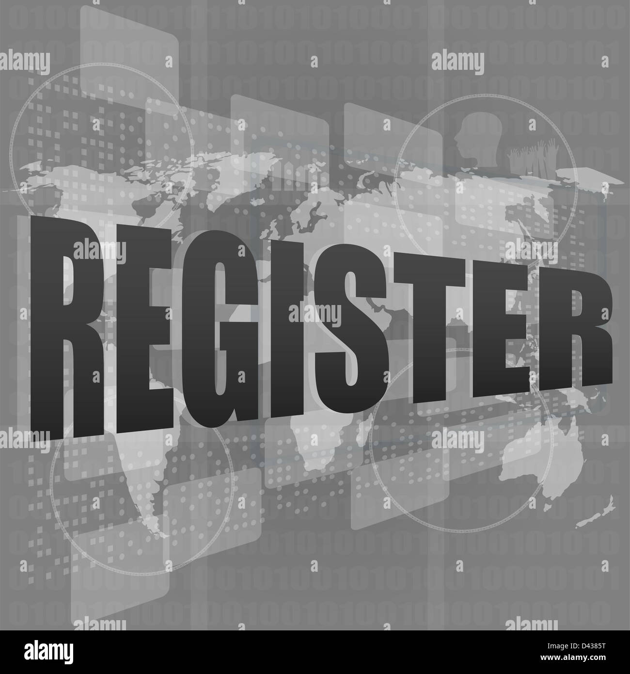 business concept: words register on digital screen Stock Photo - Alamy