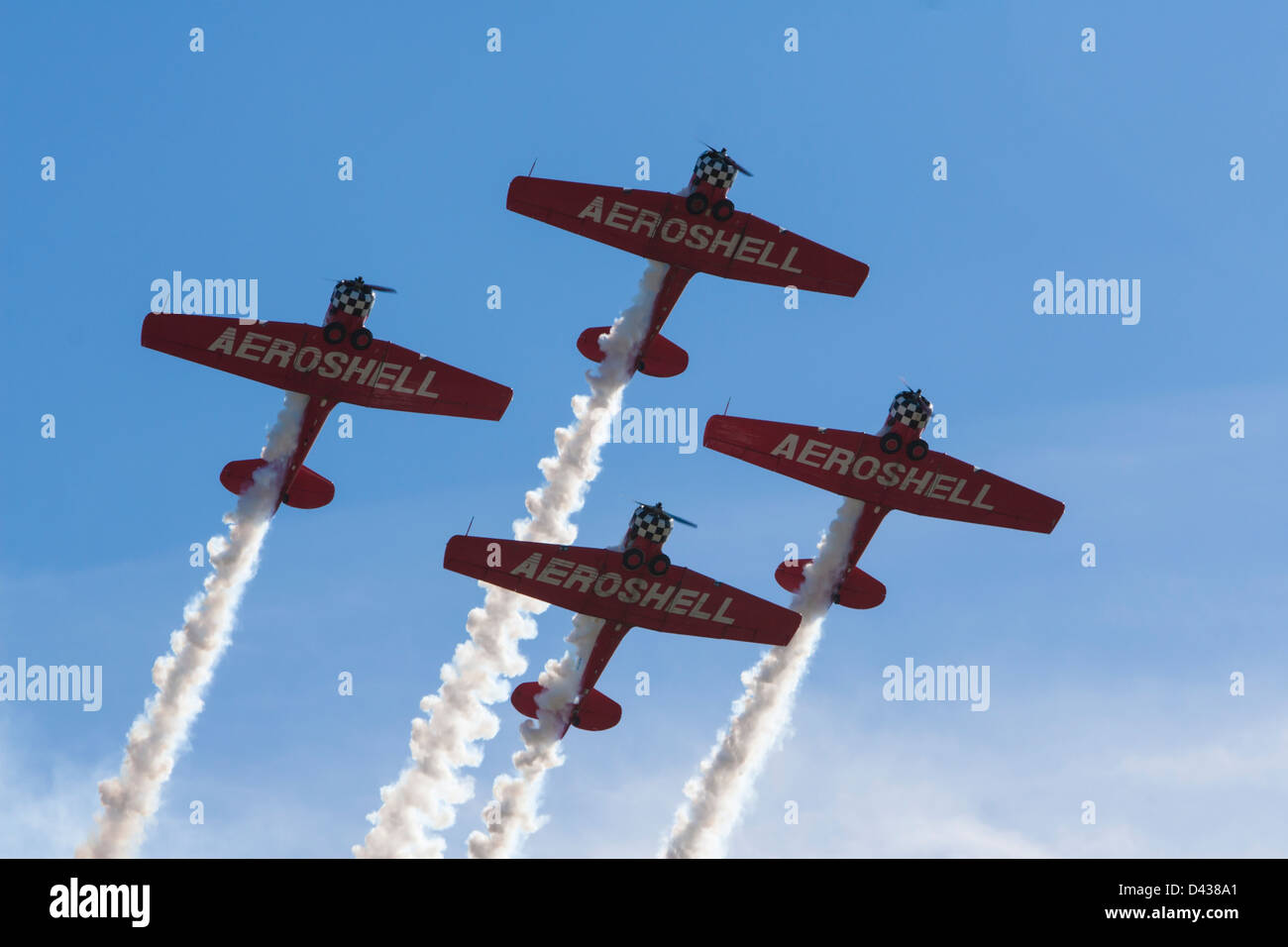 The Aeroshell aerobatic team fly in formation at the Stuart Air Show ...