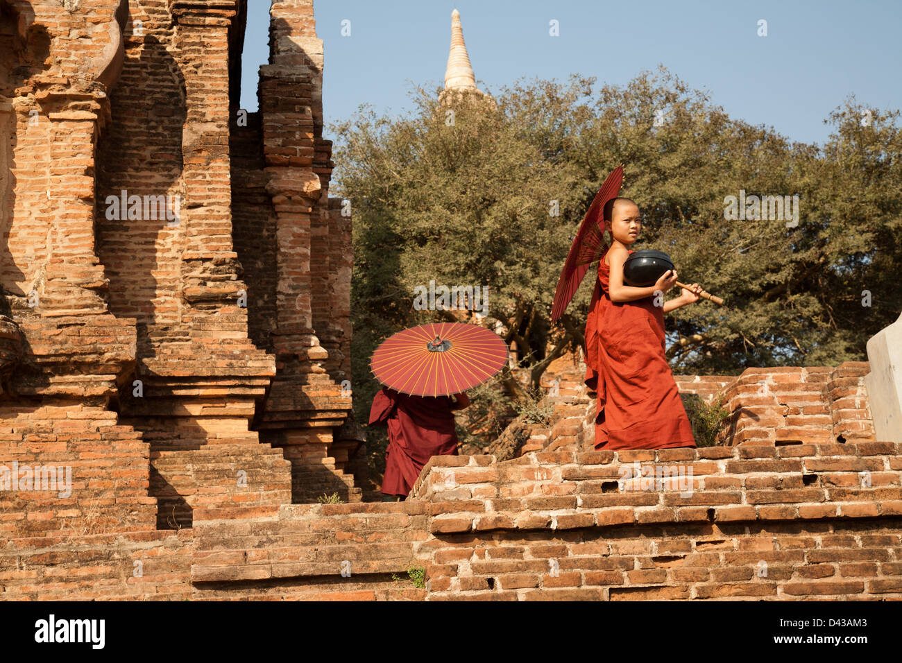 Two Young Monks at the Temples in Bagan Myanmar Burma Stock Photo - Alamy