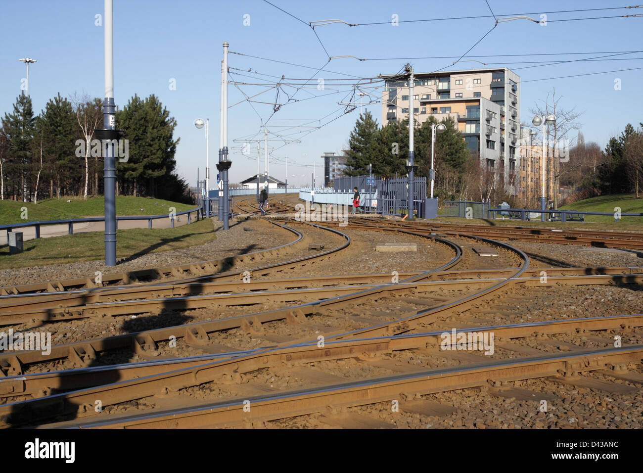 Sheffield Supertram Tracks, Junction at Park Square. Sheffield England ...