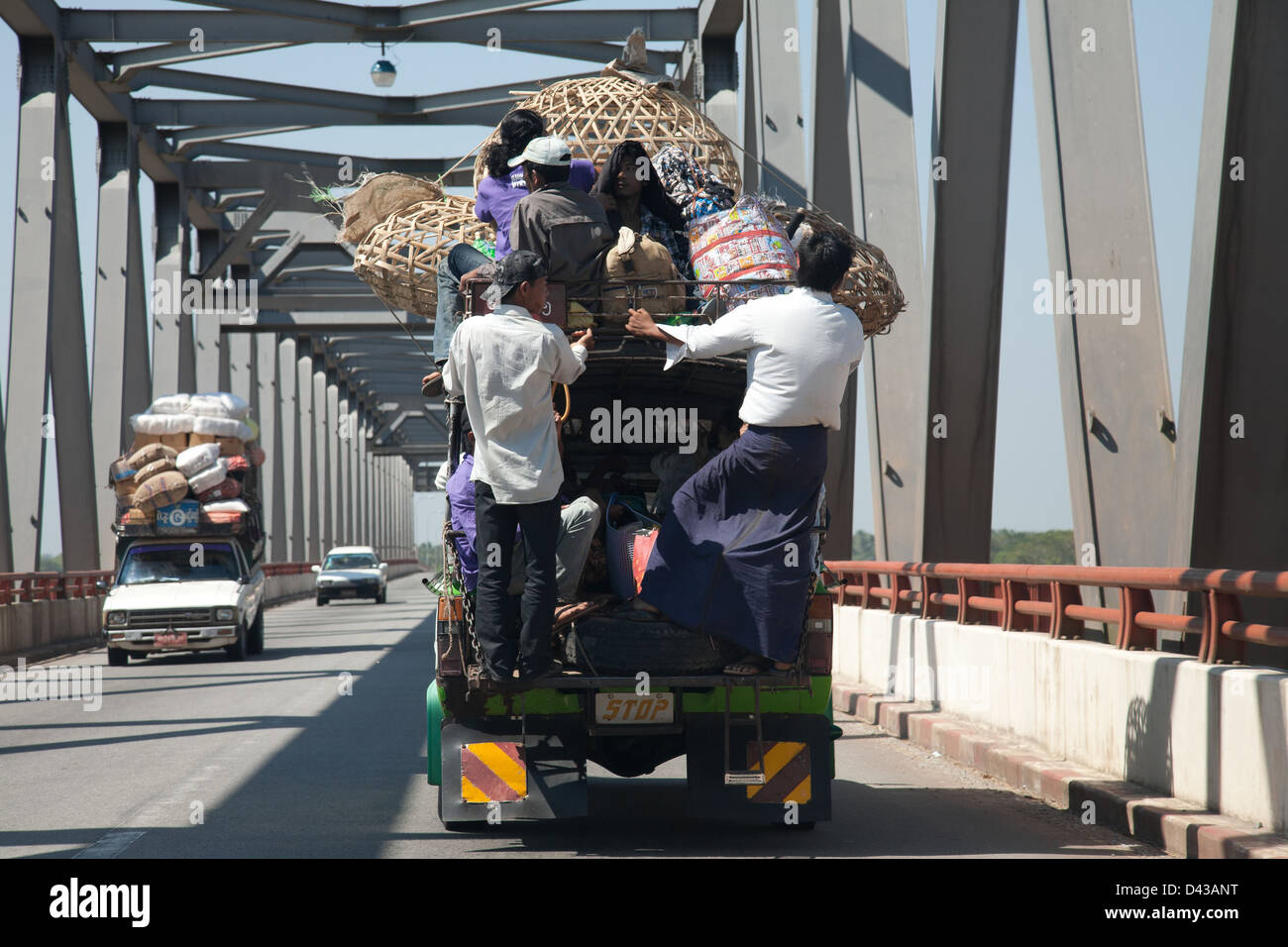 Crossing a bridge near Yangon Burma Myanmar Stock Photo - Alamy
