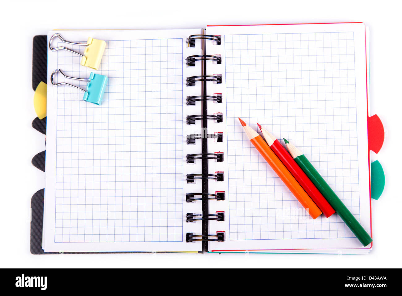 Office notebook isolated on white. Back to school concept. Post it note ...