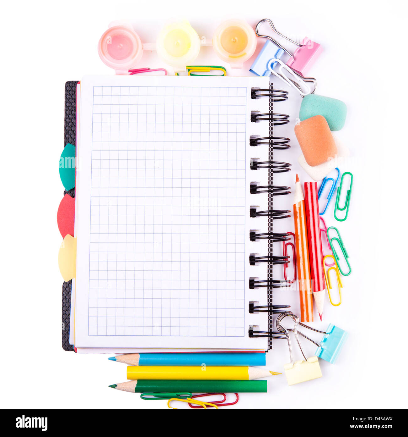 School and office stationary isolated on white. Back to school concept ...