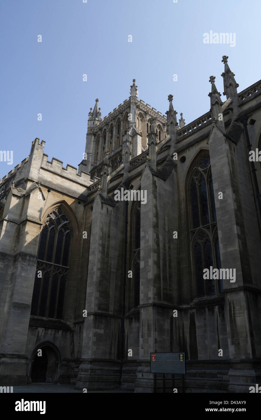 A side view of Bristol Cathedral in England UK, showing the central ...