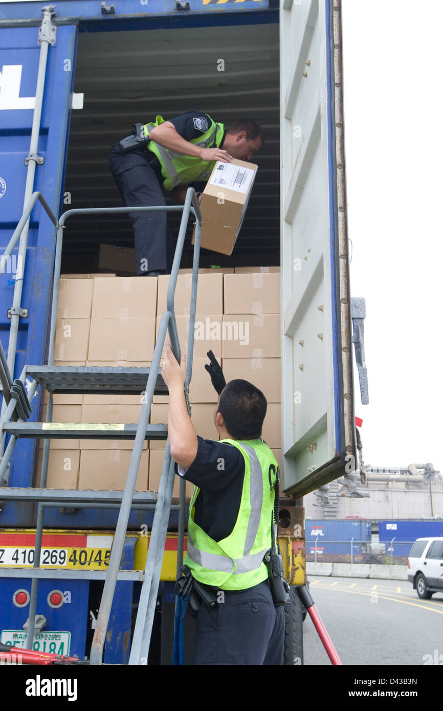 CBP conducted inspections at a port of entry, using canine units and ...