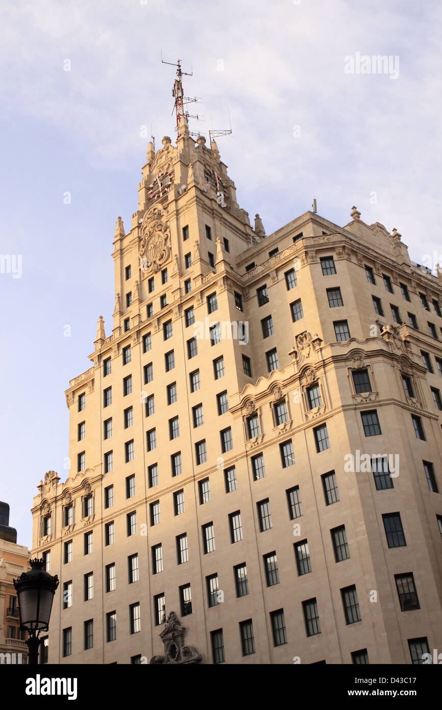 Madrid Spain the Telefonica building on Gran Via Stock Photo - Alamy