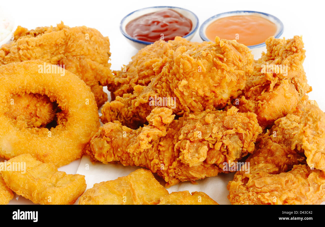 fried food on white background Stock Photo - Alamy