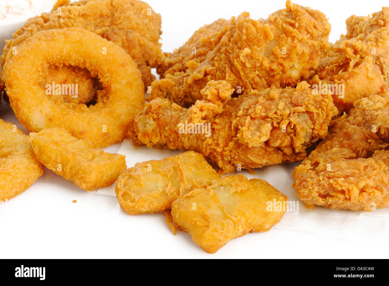 fried food on white background Stock Photo - Alamy