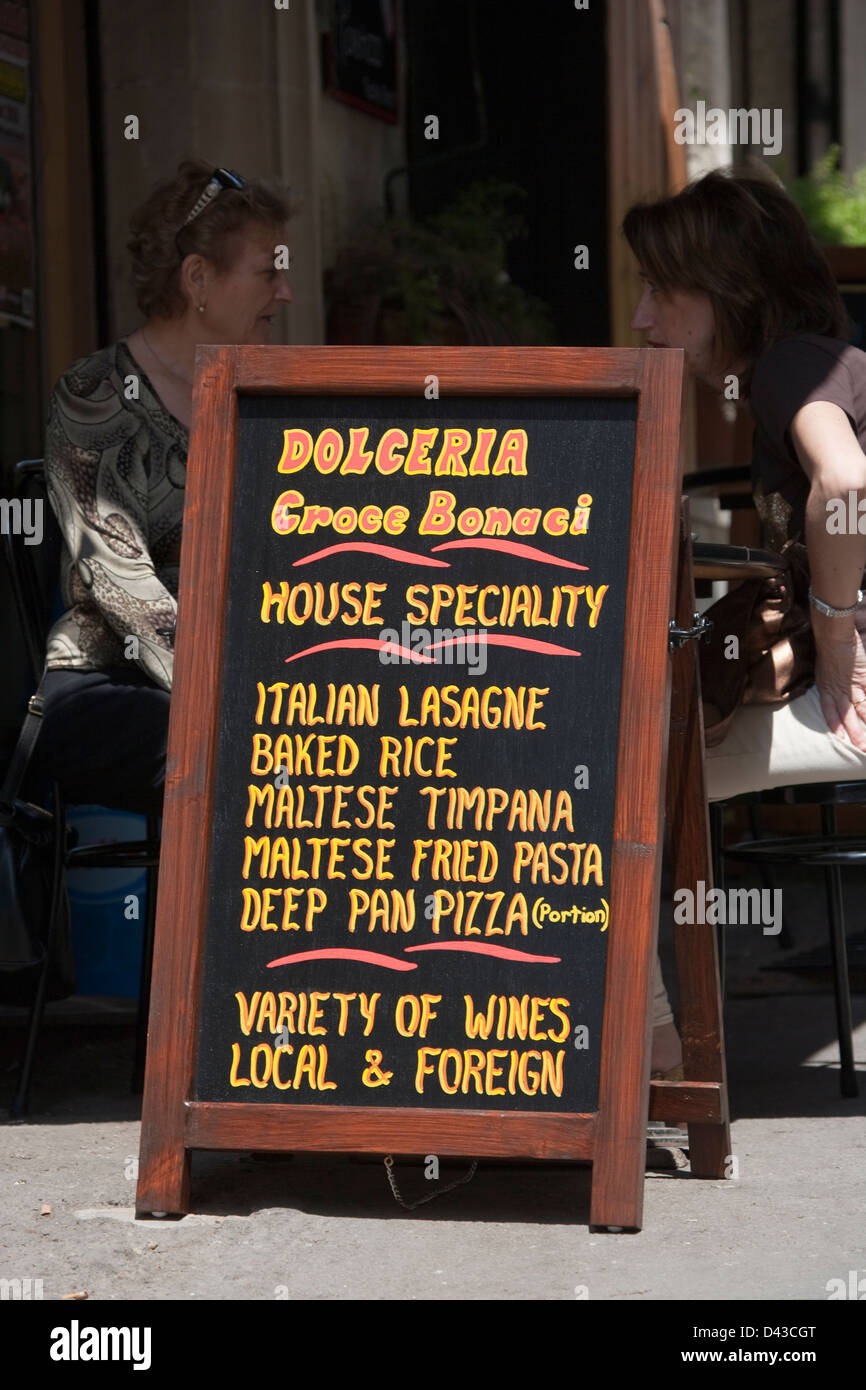 Menu Board Valletta Stock Photo - Alamy
