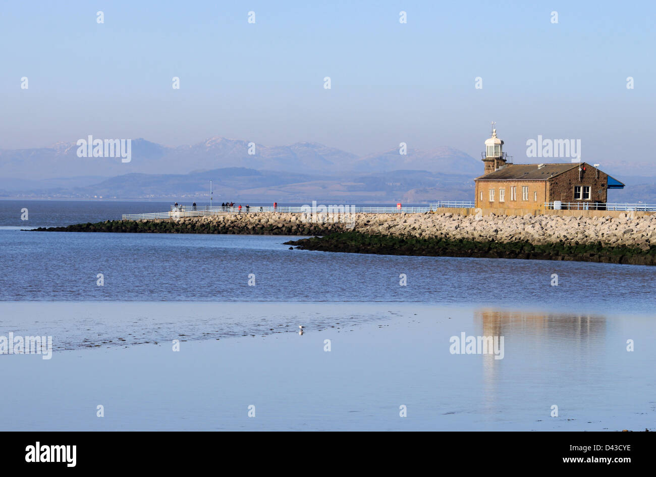Stone Jetty, Morecambe with view across Morecambe Bay to the Lake ...