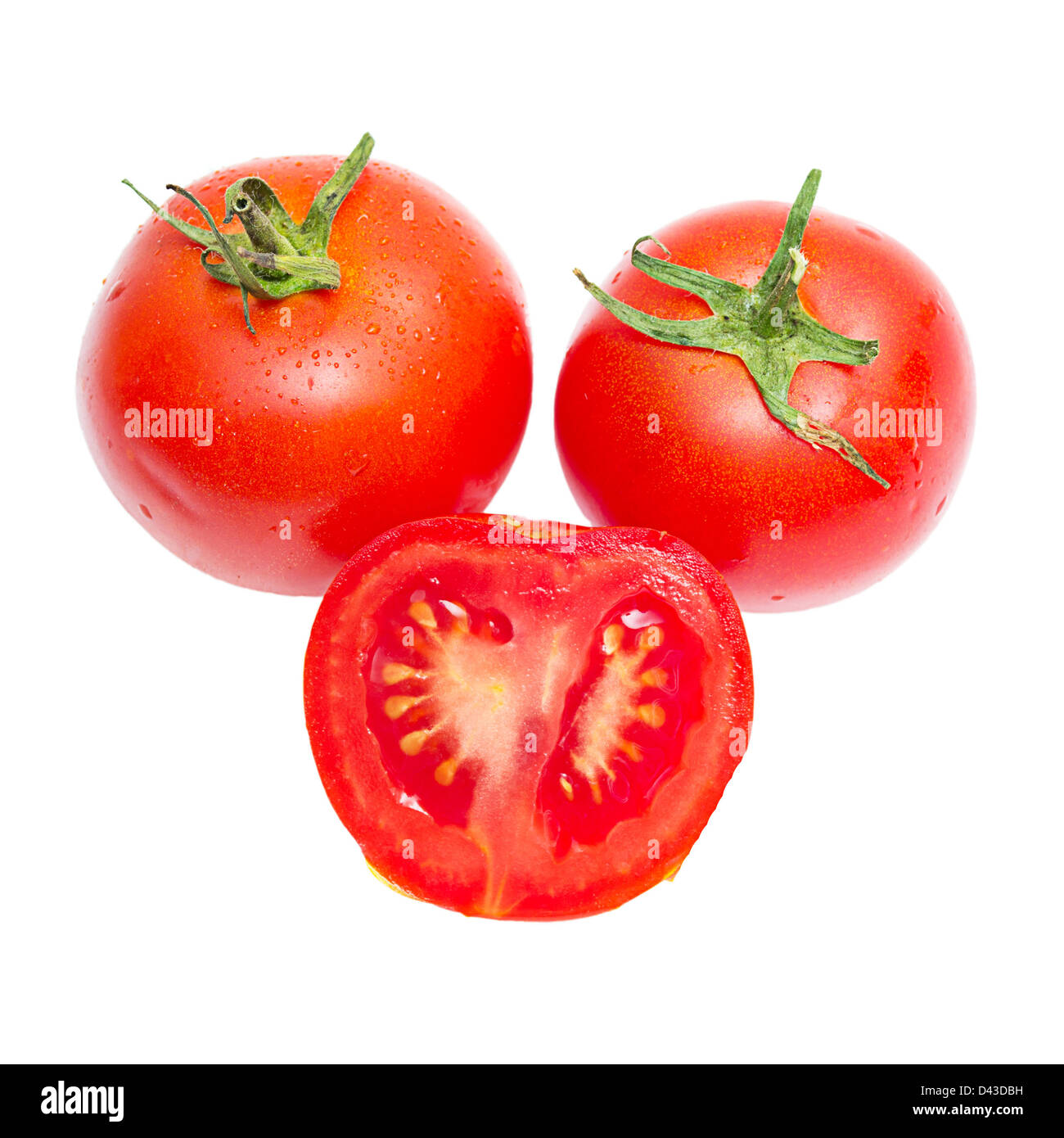 red tomato vegetable with cut isolated on white background Stock Photo ...