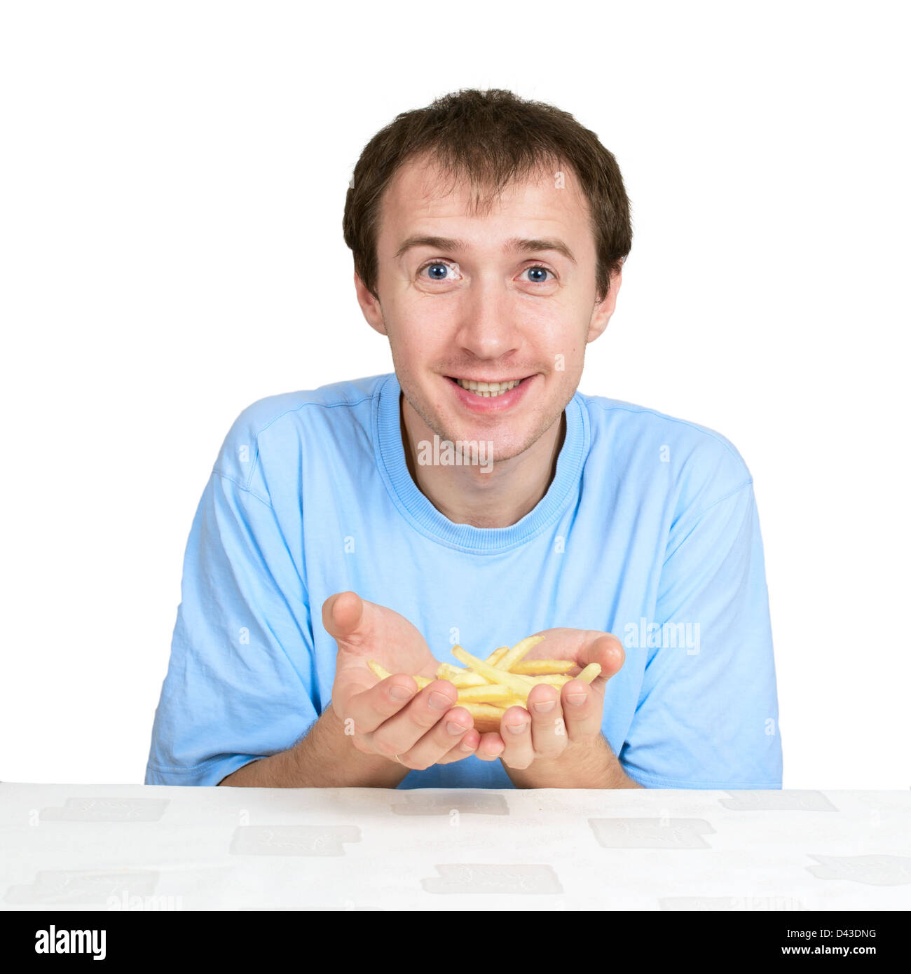 Fast food man isolated on white Stock Photo - Alamy