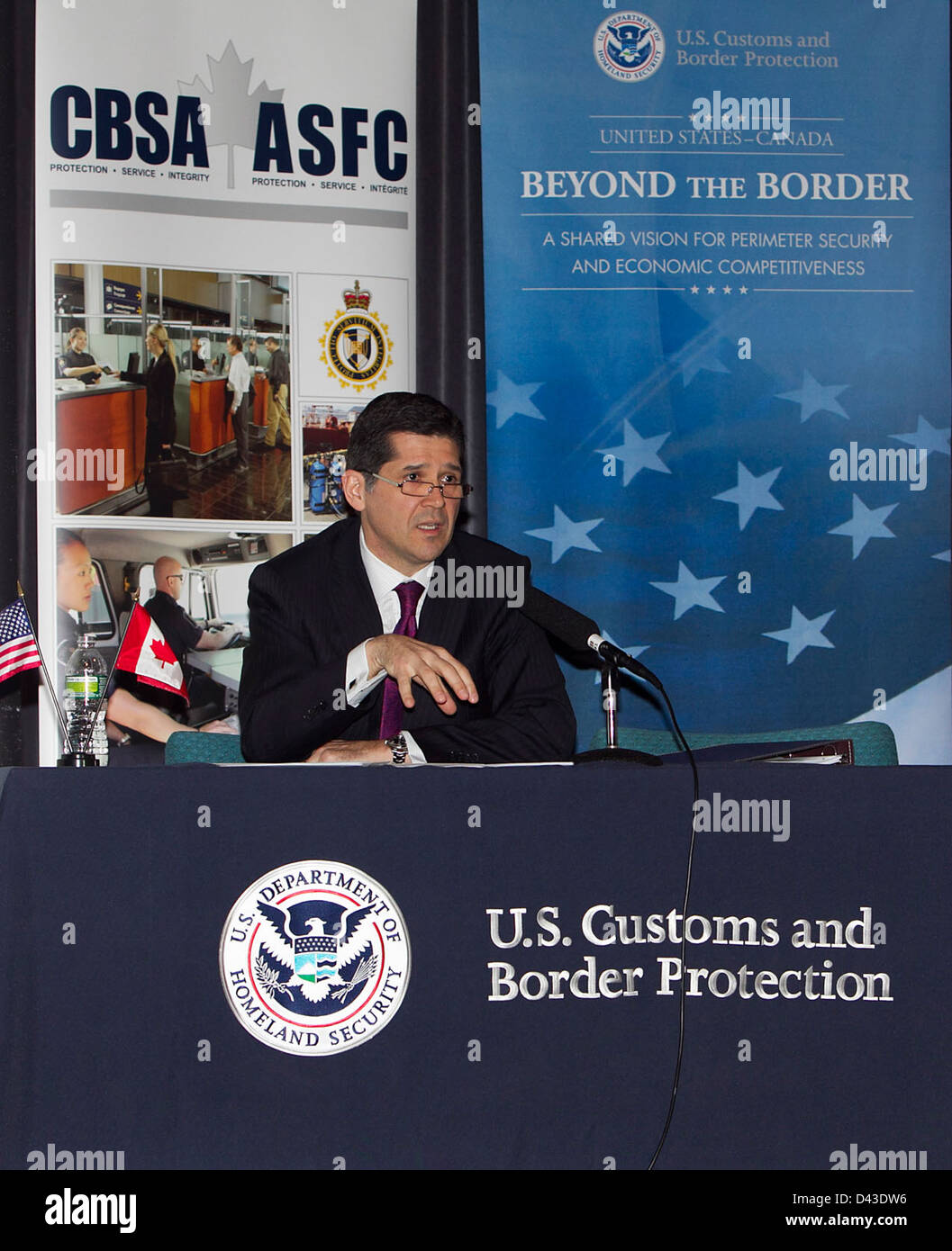 This photograph shows the Canada Border Services Agency President, Luc ...